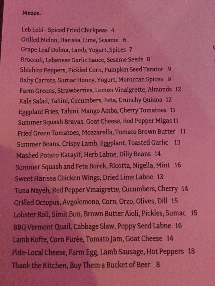 Menu at Honey Road restaurant, Burlington