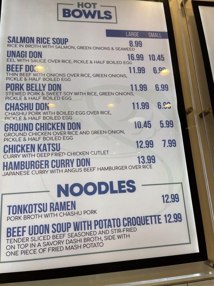 Menu at Poke One restaurant, San Bruno