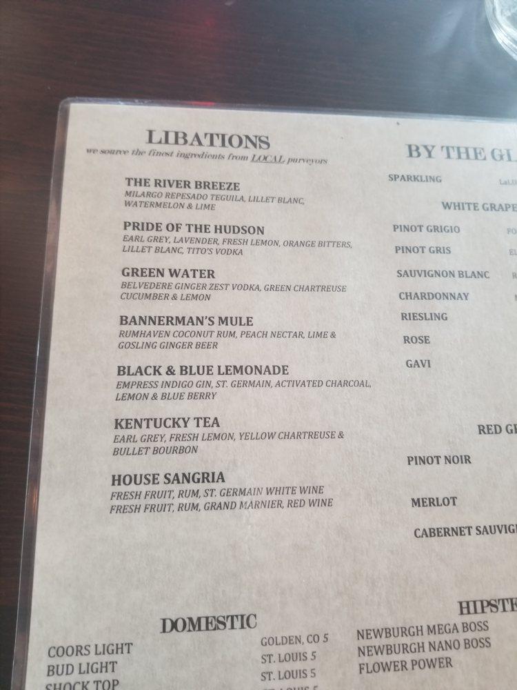 Menu at The River Grill restaurant, Newburgh