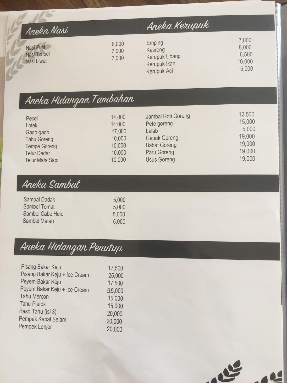 Menu at Wangi Padi Resto restaurant, Soreang