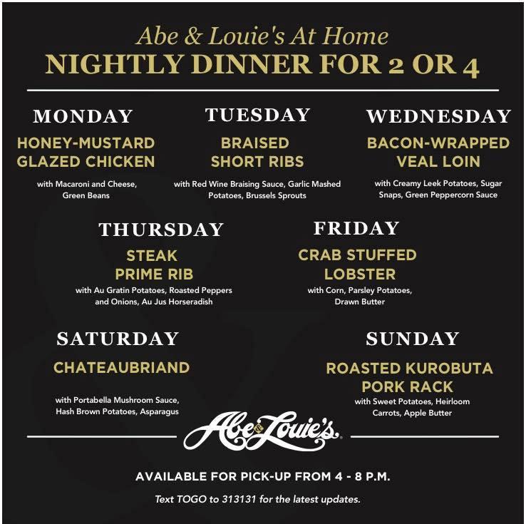 Menu at Abe & Louie's pub & bar, Boston