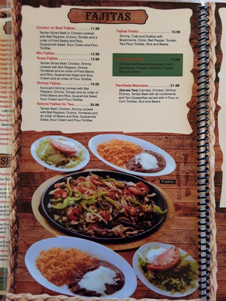 Menu at El Potrillo restaurant, Church Hill