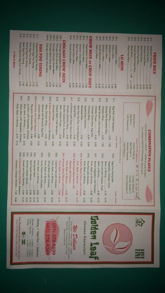 Menu at Golden Leaf Restaurant, Hampstead, 259 E Main St