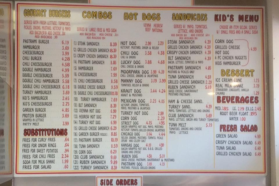 Menu at Lucky's Dog House restaurant, Thousand Oaks
