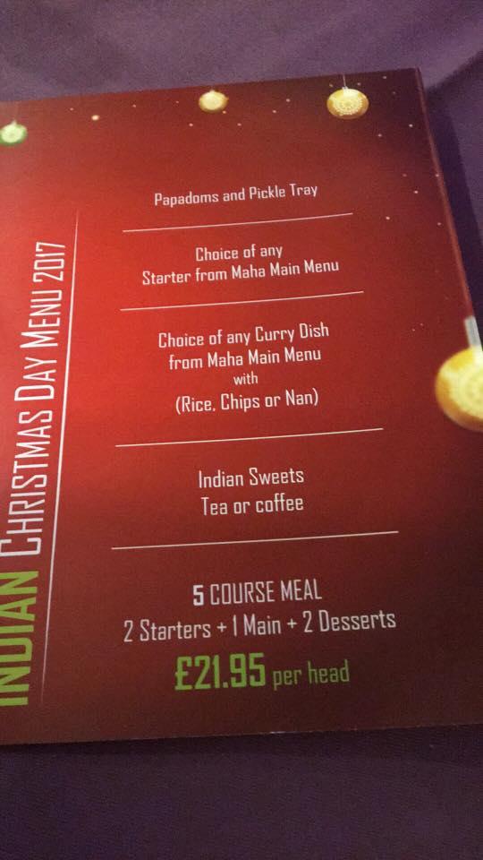 Menu at Maha Indian Cuisine restaurant, Hyde