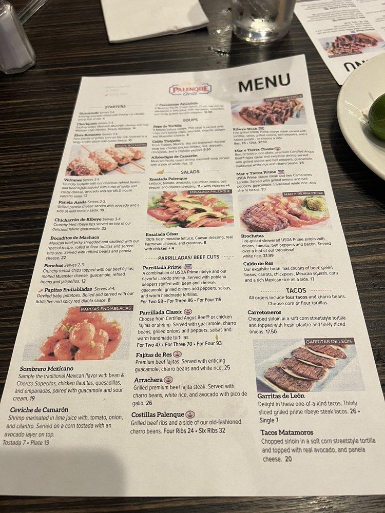Menu at Palenque Grill La Plaza Mall pub & bar, McAllen