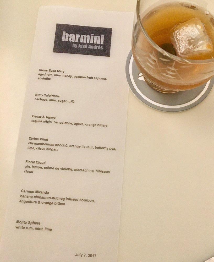 Menu at barmini by José Andrés, Washington