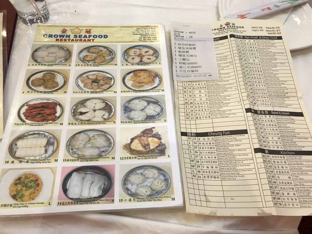 Menu at Crown Seafood restaurant, Houston