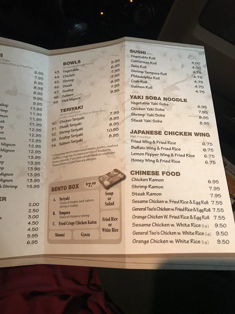 Menu at Japan Express restaurant, Fayetteville, Skibo Rd #112