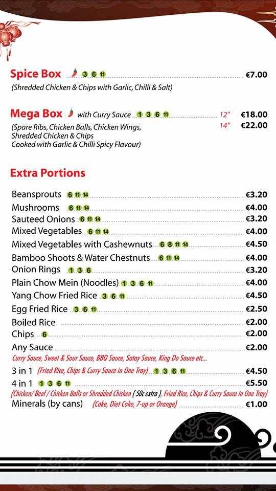 Menu at New Dragon Boat restaurant, Kildare