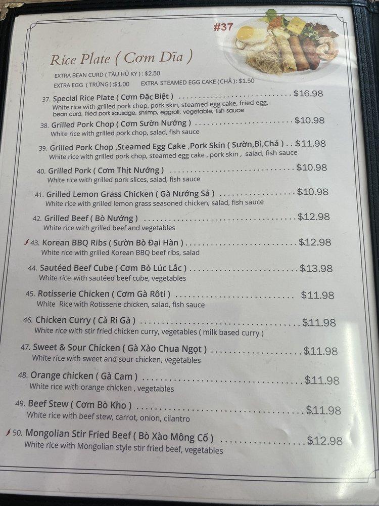 Menu at Pho King Eggroll II LLC restaurant, Goodyear