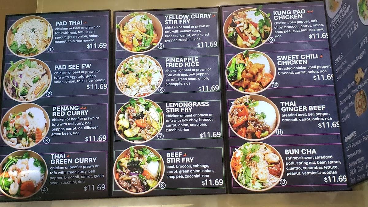 Menu at Satay Thai Box restaurant, Kelowna