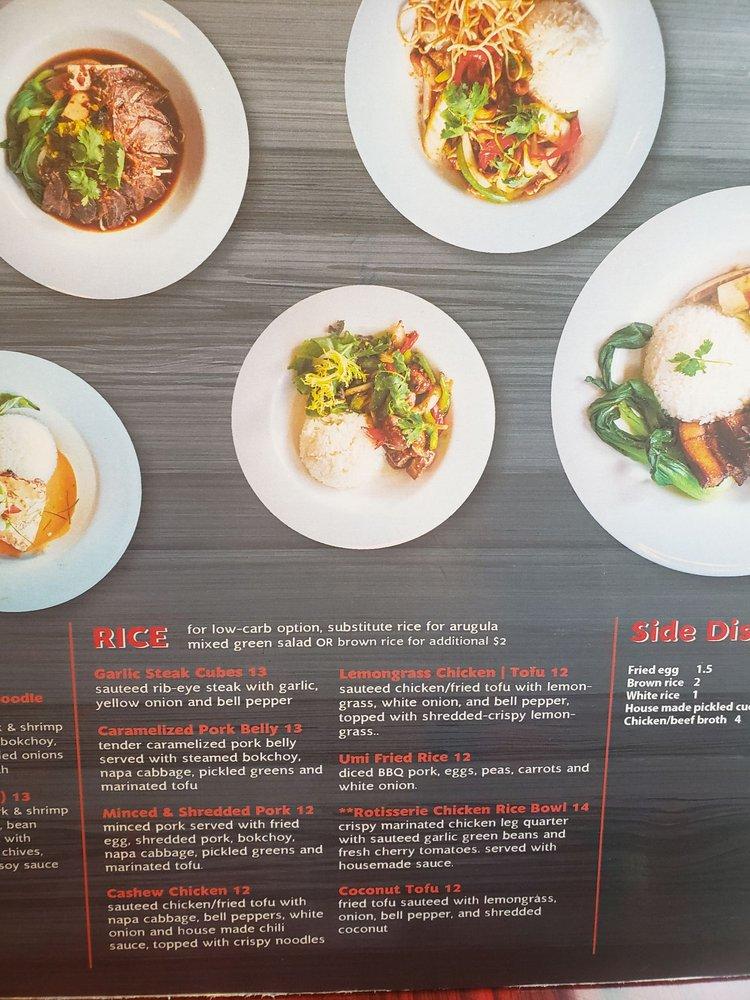 Menu at Umi Cafe, Issaquah