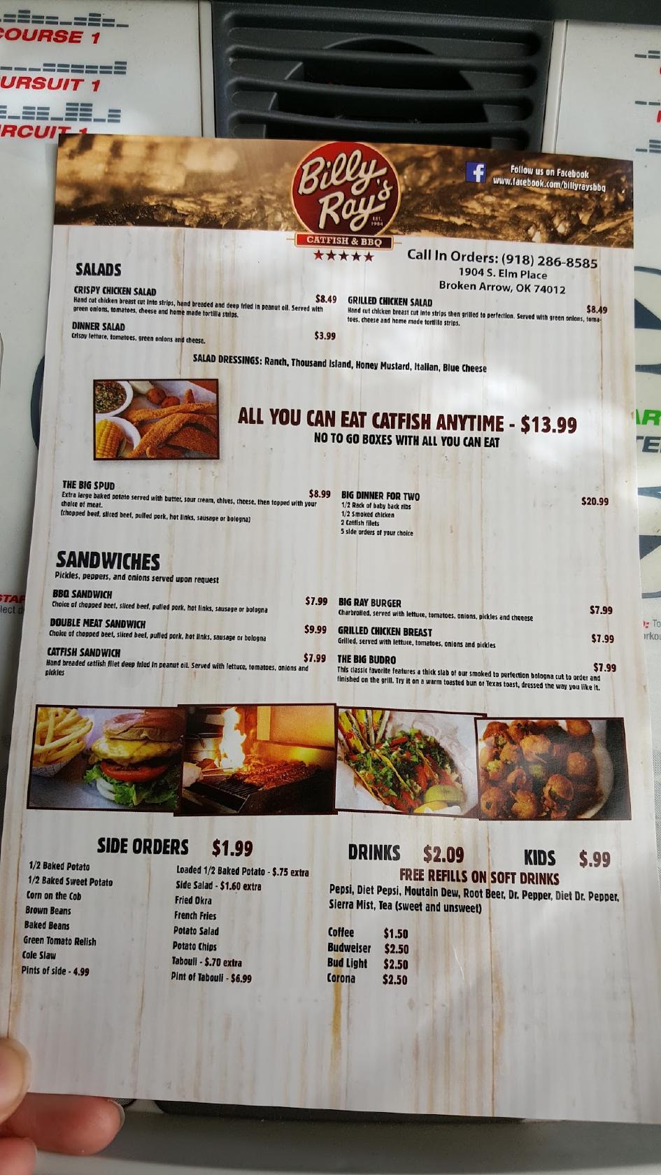 Menu at Billy Ray's Catfish & BBQ - Broken Arrow, Broken Arrow