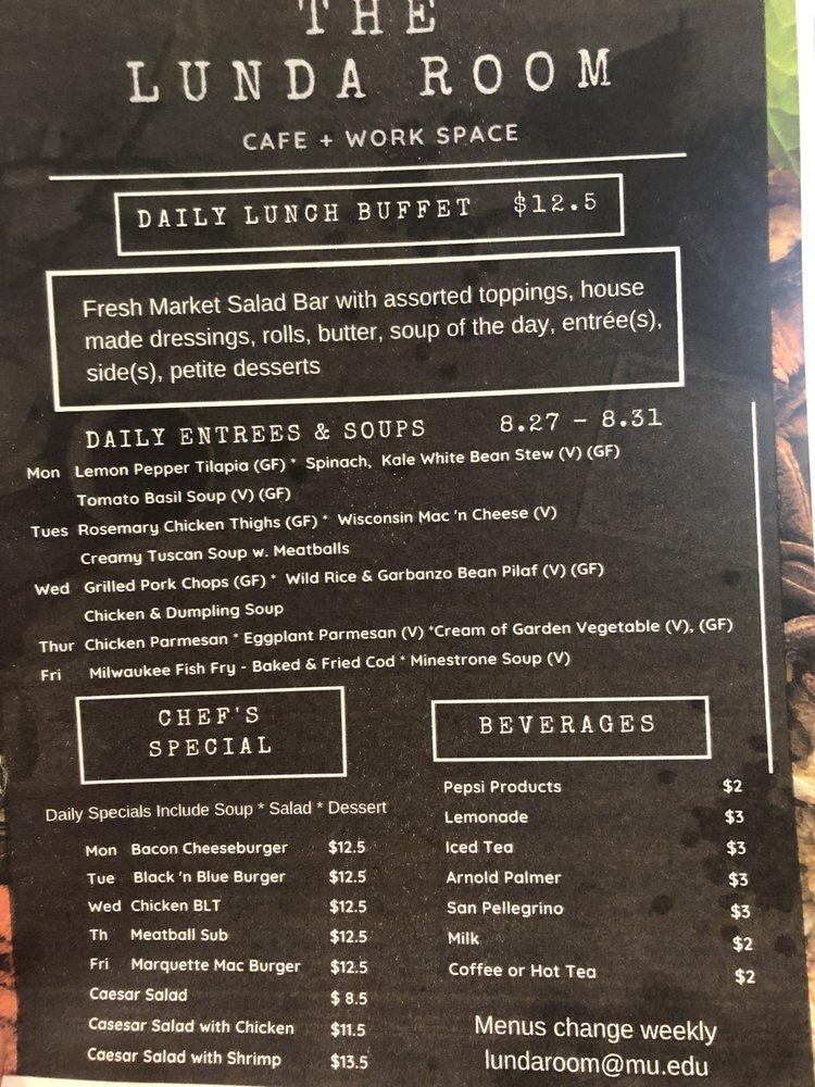 Menu at Marquette University The Brew at AMU desserts, Milwaukee