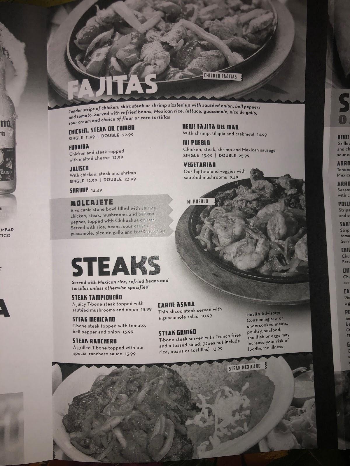Menu at Mi Pueblo Mexican Restaurant, Wabash, 810 Cass St