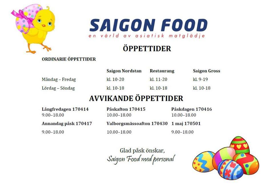 Menu at Saigon Gross, Surte