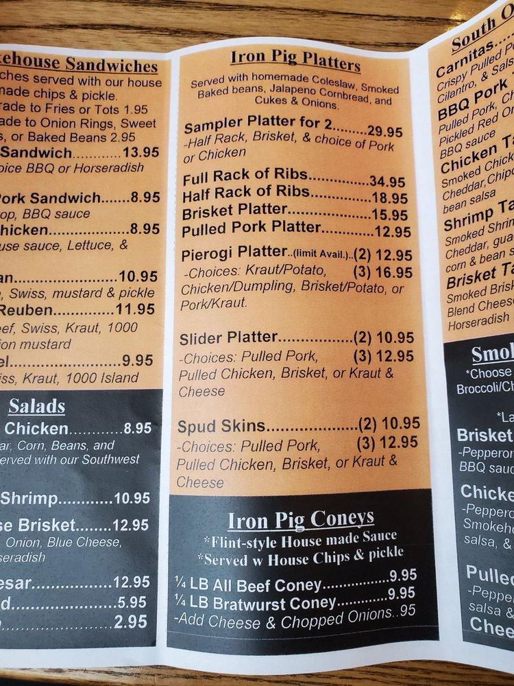 Menu at The Iron Pig Smokehouse BBQ, Gaylord