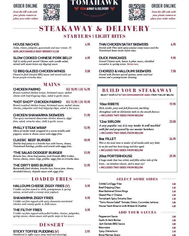 Menu at Tomahawk Steakhouse - Potto, Hutton Rudby