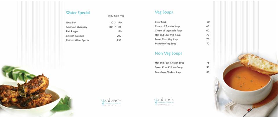 Menu at Water Restaurant, Rajapur, The Royal Plaza