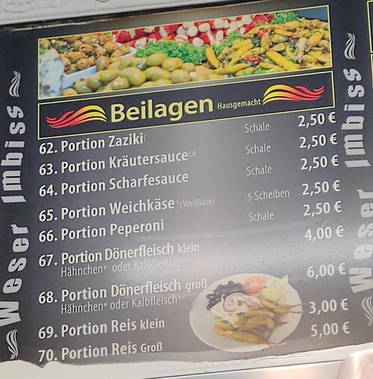 Speisekarte von Weser Imbiss pub & Bar, Hameln, Breiter Weg 47