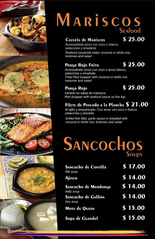 Menu at Colombia Mia Restaurant, Metairie