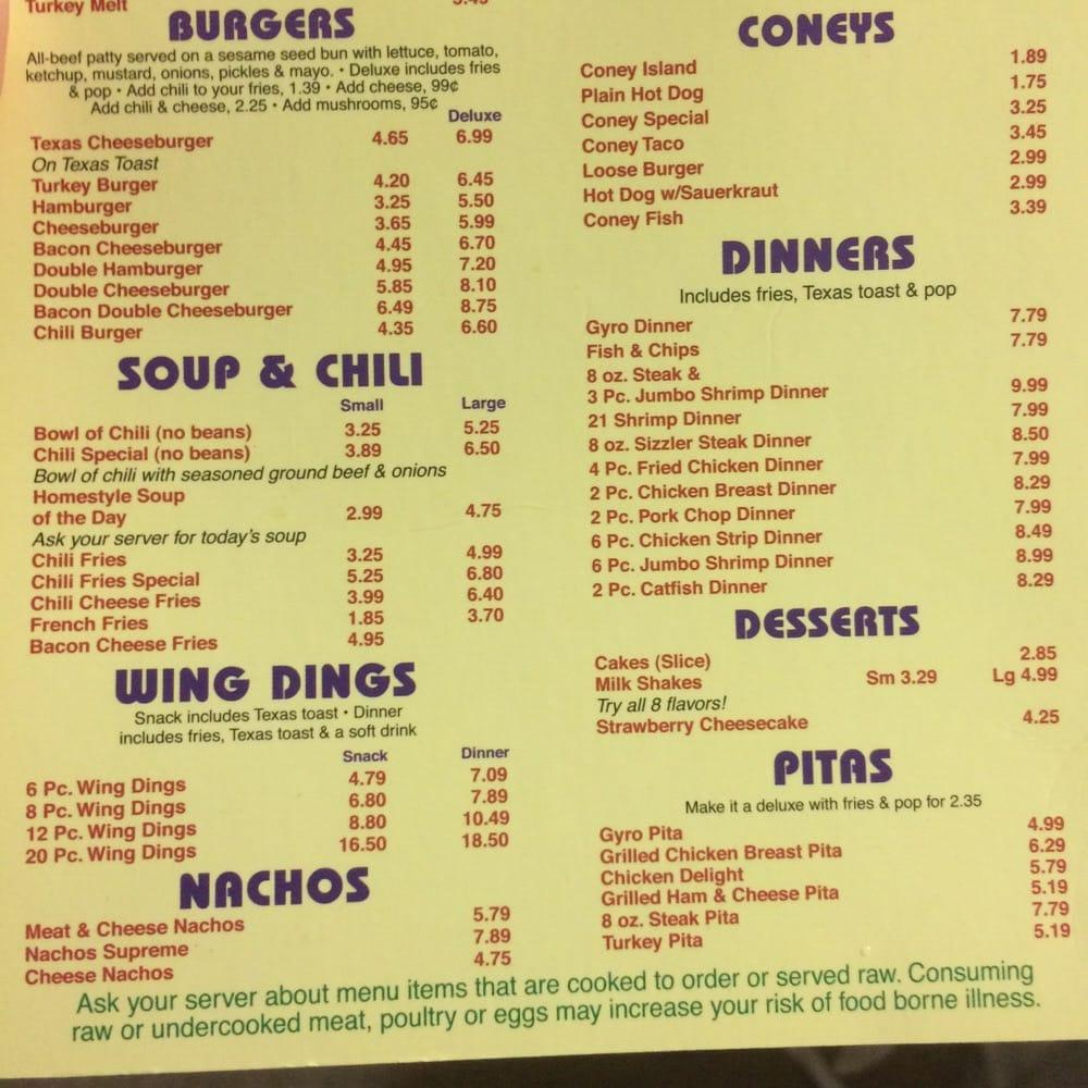 Menu at Coney Time restaurant, Detroit, Seven Mile E