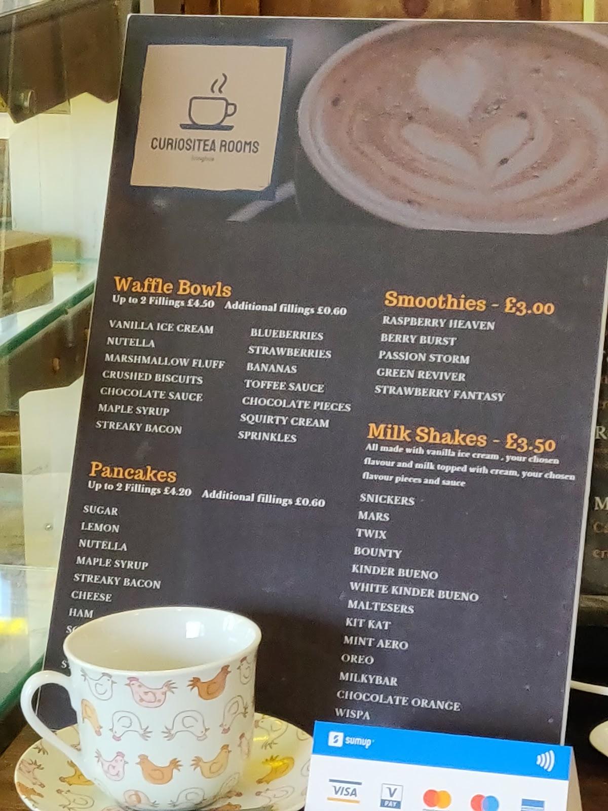 Menu at Curiositea Rooms cafe, Pitstone, Vicarage Rd