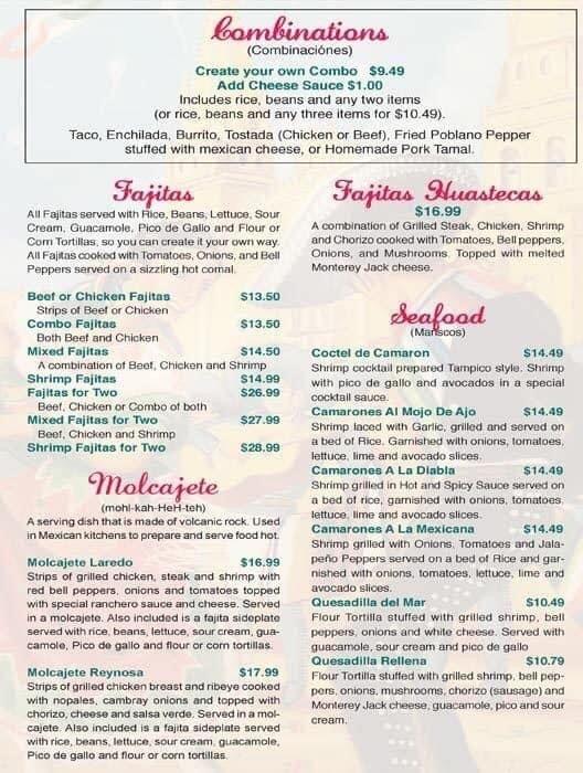 Menu at Fiesta Linda Mexican Restaurant, Monroe, US-165 #10