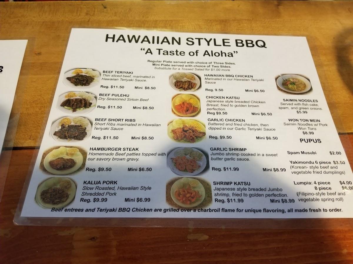 Menu at Hawaiian Style BBQ, Augusta