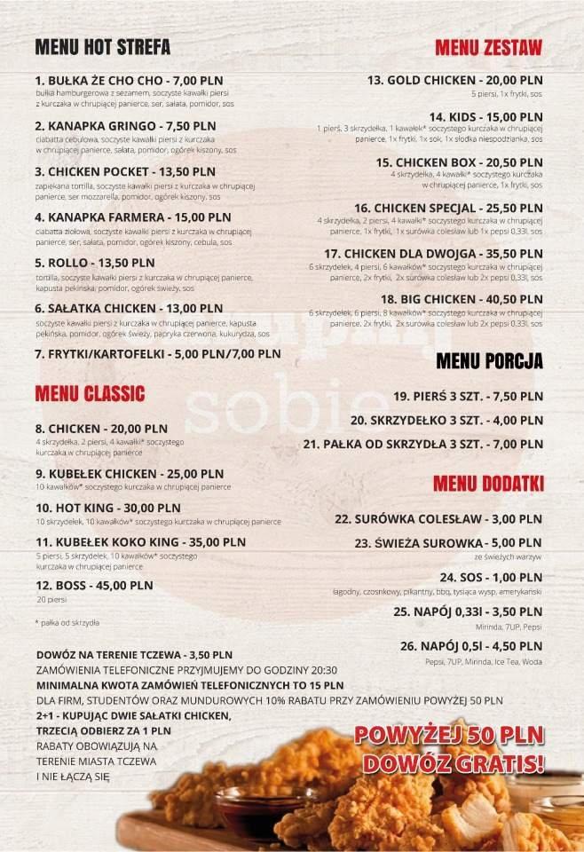 Menu at Hot King Tczew restaurant, Tczew