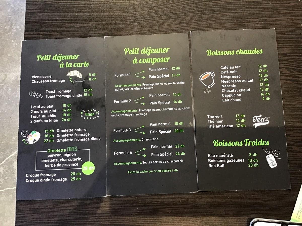 Menu at MAS Lecheria Fast Food, Tangier