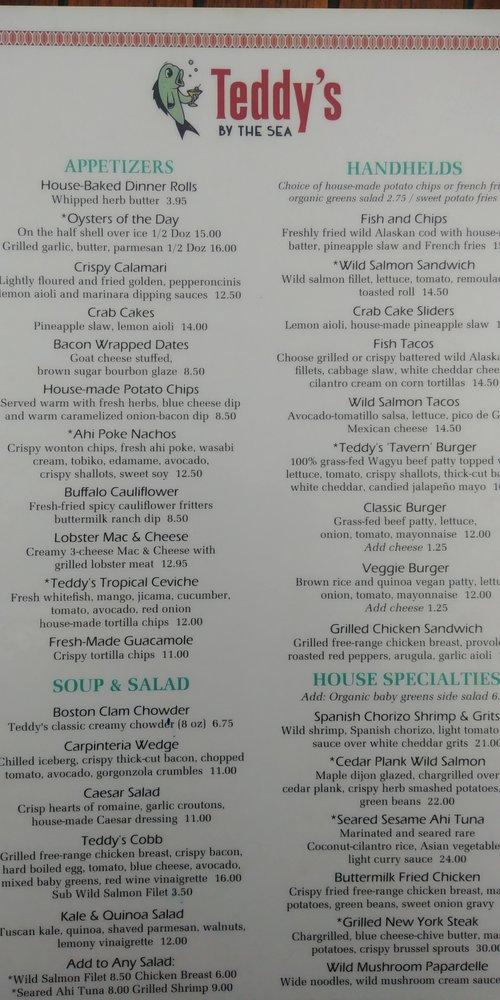 Menu at Teddy's By the Sea pub & bar, Carpinteria
