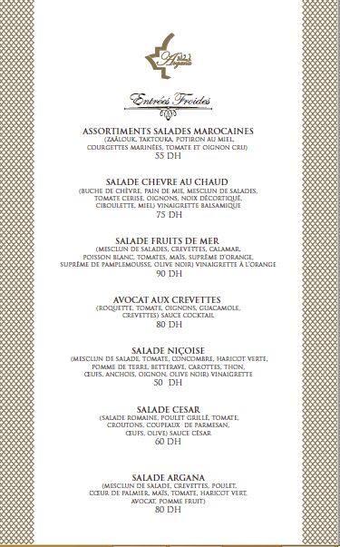Menu at Argana cafe, Marrakesh, Jamâa el-fnna