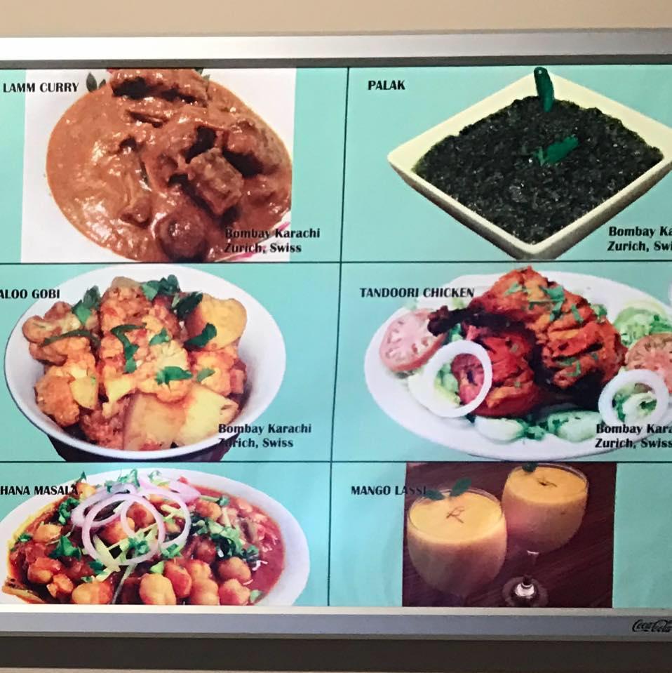 Menu at Bombay Karachi, Zürich