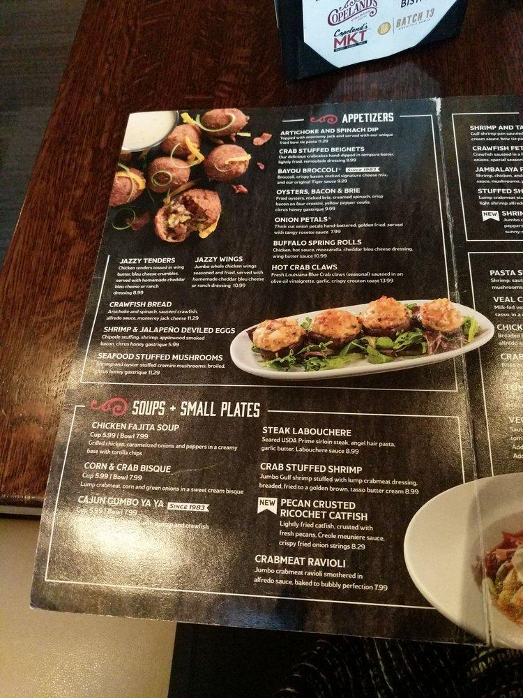 Menu at Copeland's of New Orleans restaurant, Kenner, W Esplanade Ave