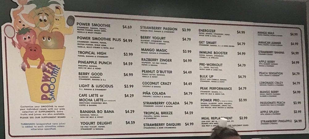 Menu at Power Smoothie pub & bar, Pembroke Pines, 10052 Pines Blvd