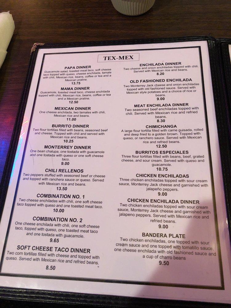 Menu at Pulido's Mexican Restaurant, Fort Worth, Pulido St