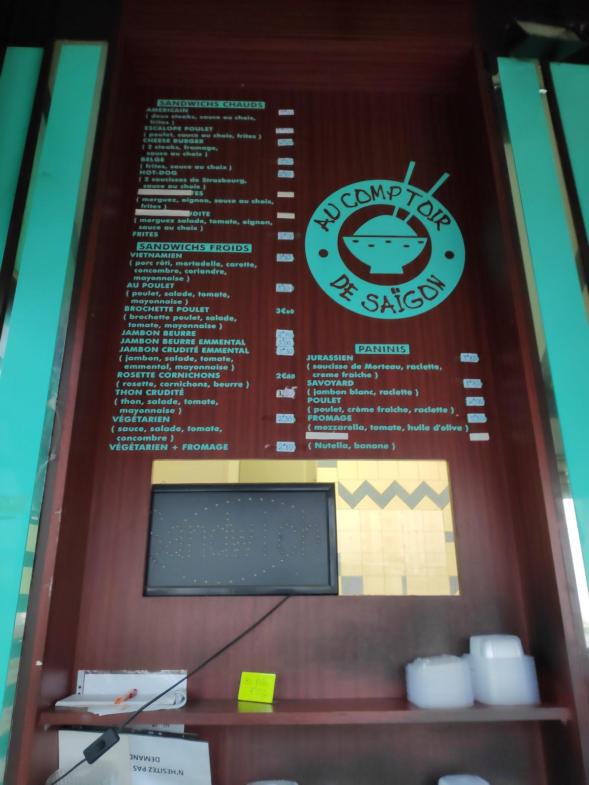 Menu at Saigon Express fast food, Dijon
