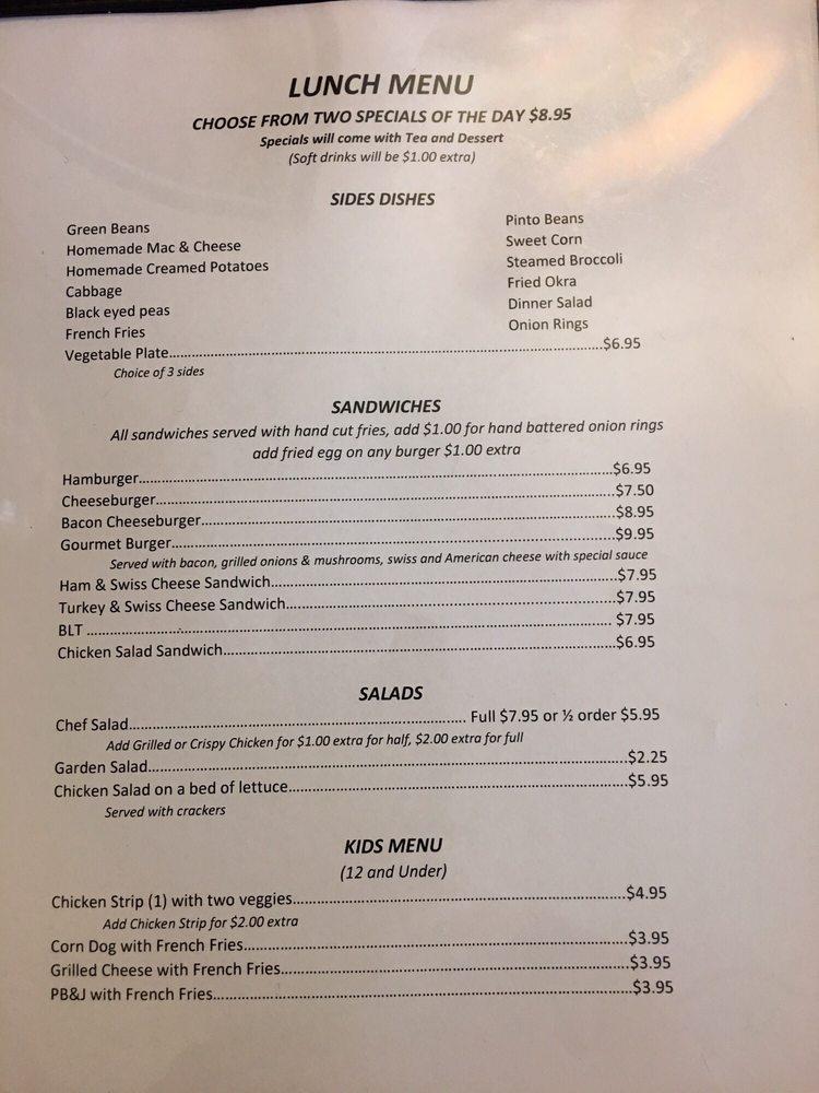 Menu at The County Seat Country Cooking Cafe, Linden
