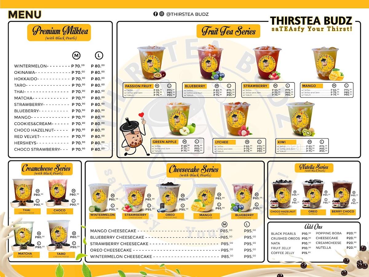 Menu at Thirstea Budz restaurant, Cagayan de Oro