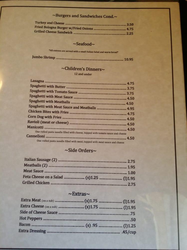 Menu at Anna's Italian Restaurant - West Point, West Point