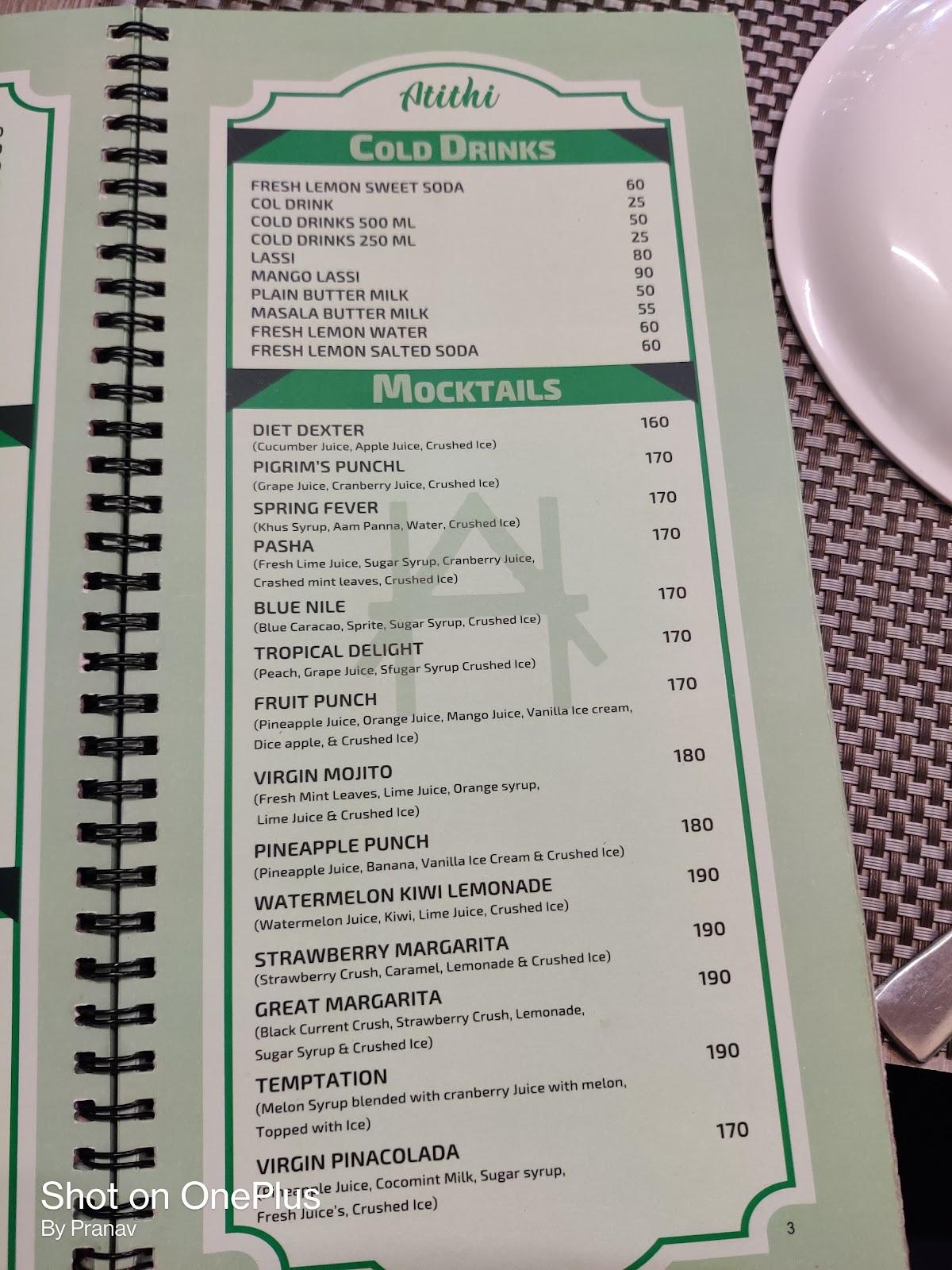 Menu at Atithi Pure Veg, Pimpri-Chinchwad, 28/4