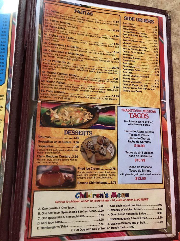 Menu at El Rio Mexican Restaurant, Butner, 316 Central Ave