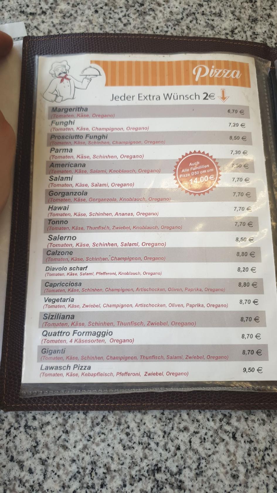 Menu at Lawasch Imbiss restaurant, Innsbruck