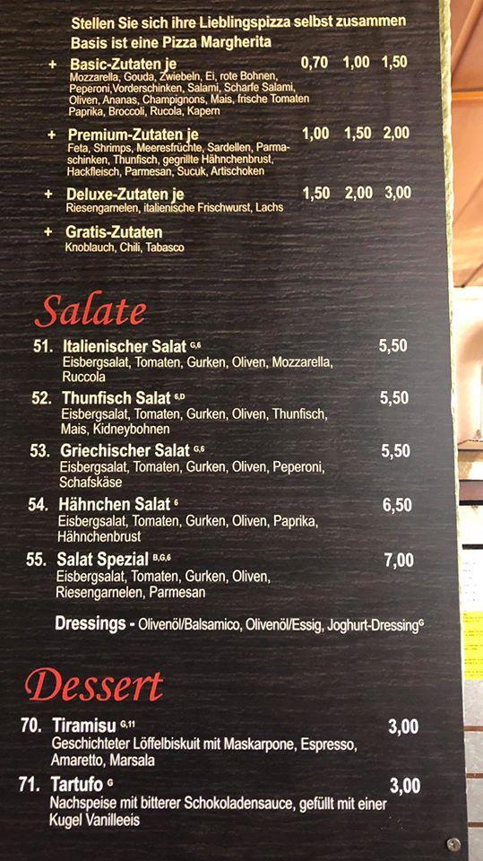 Speisekarte von Pizzeria Classico, Nürnberg