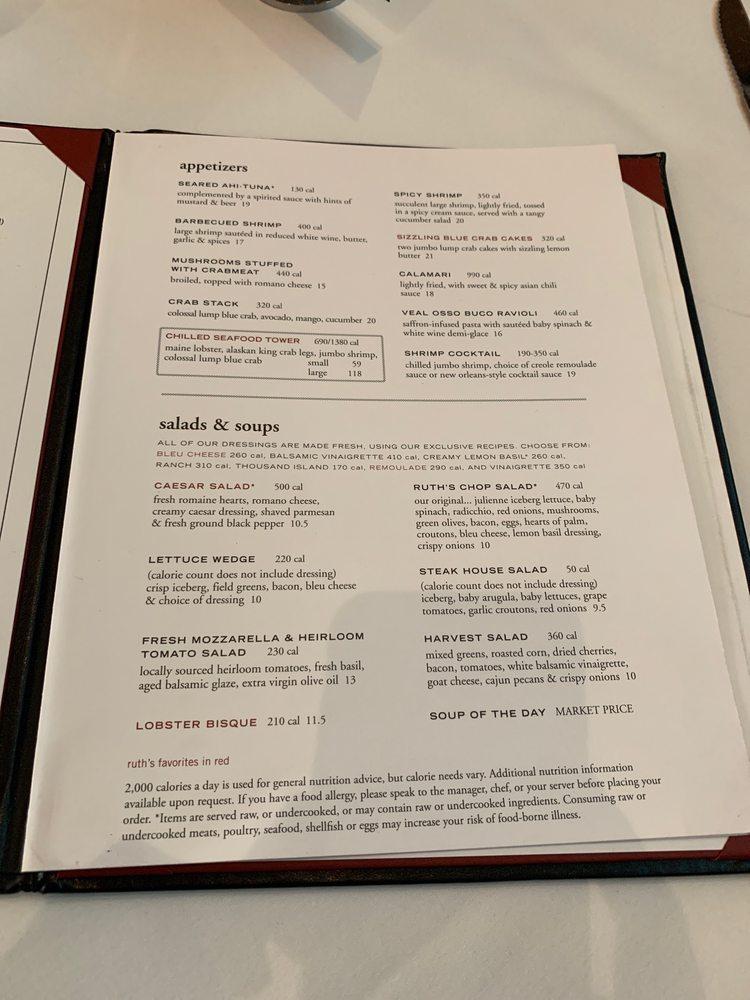 Menu at Ruth's Chris Steak House pub & bar, Albuquerque
