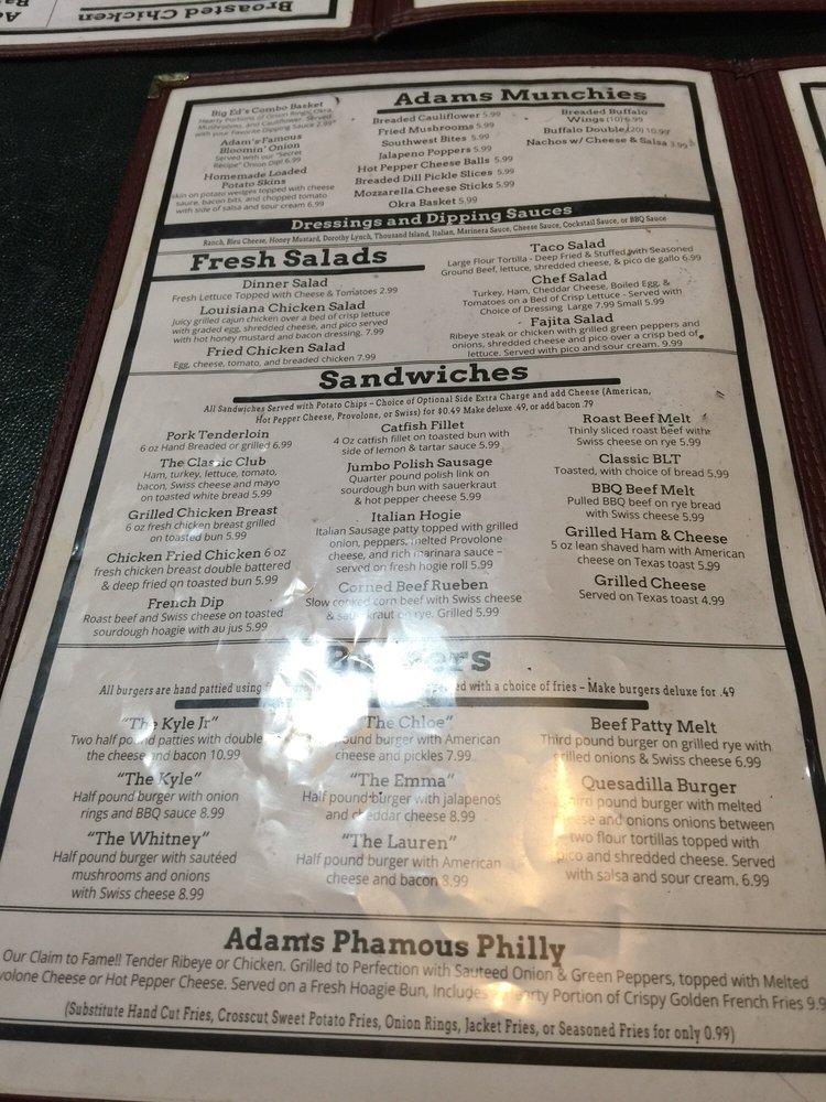 Menu at Adams Bar & Grill, Saint Joseph