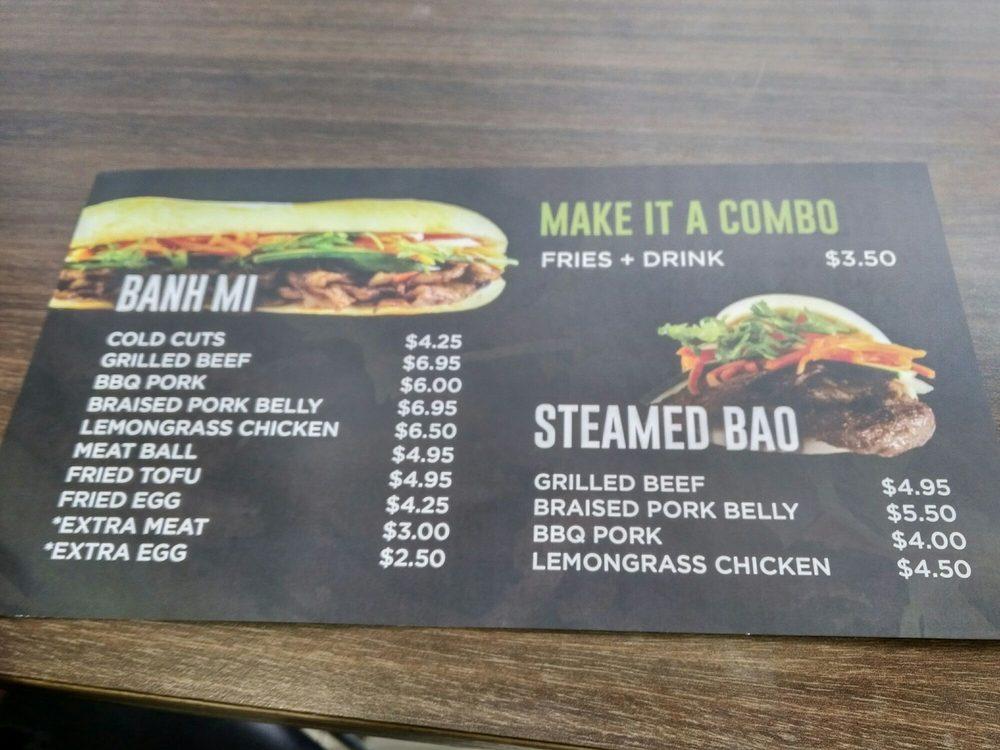Menu at Banh Mi Metro restaurant, Toronto