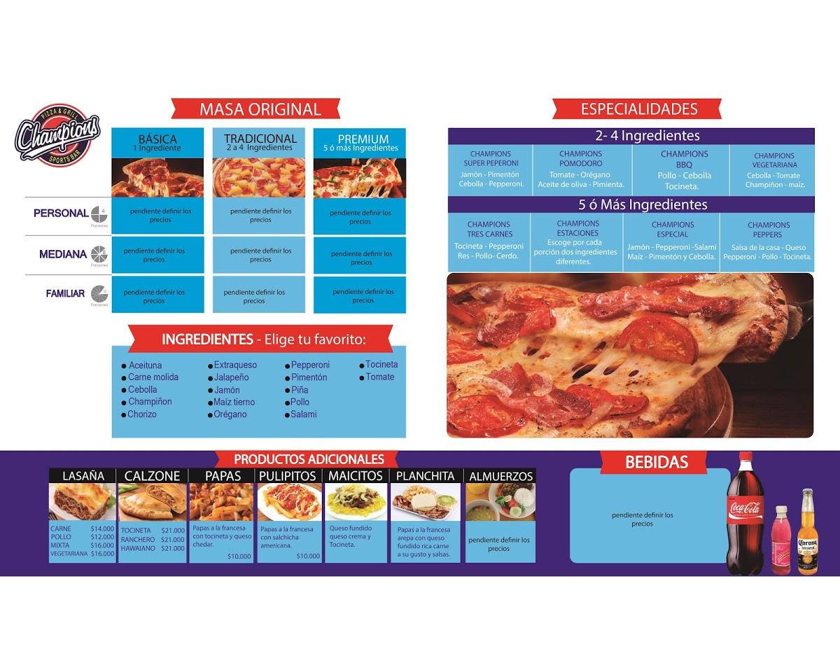 Menu at Champions Pizza & Mas - Restaurante Gourmet., Itagüí